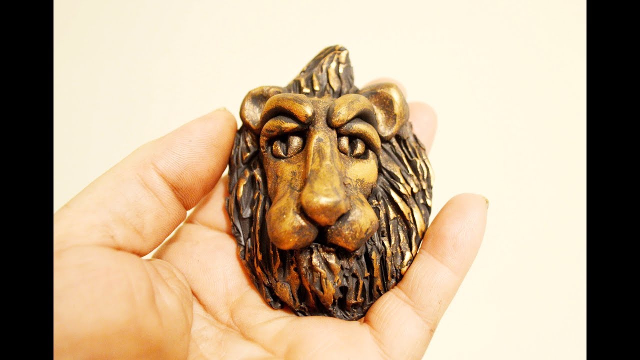 DIY Lion Face In Polymer Clay Tutorial Demo - YouTube