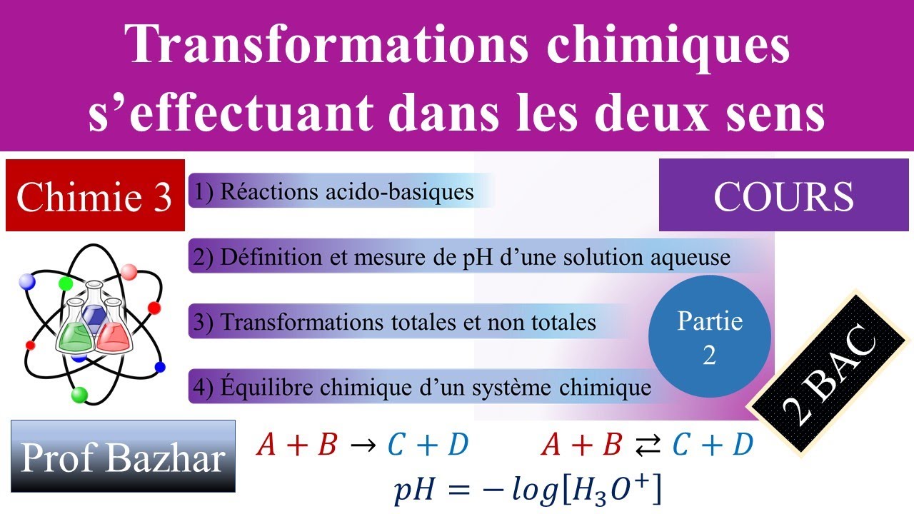 cours Transformations chimiques s’effectuant dans les deux sens 2bac ...