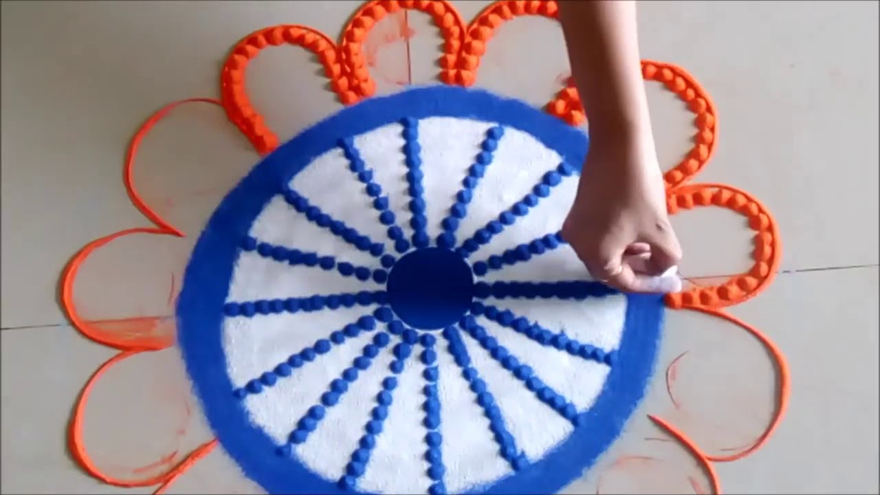 Super Easy Independence Day Rangoli Designs Republic Day Rangoli step ...