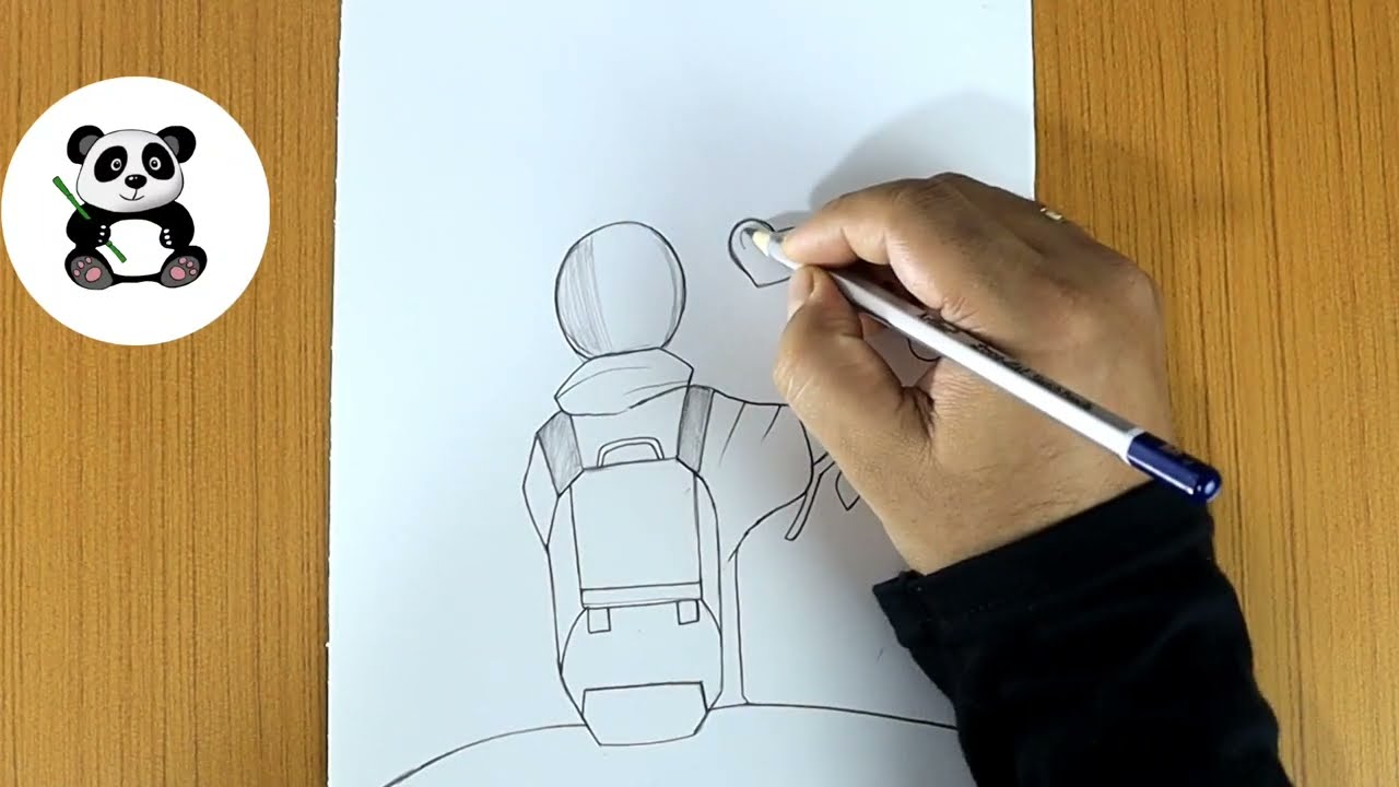 A single boy sitting under tree pencildrawing | easy boy drawing ...