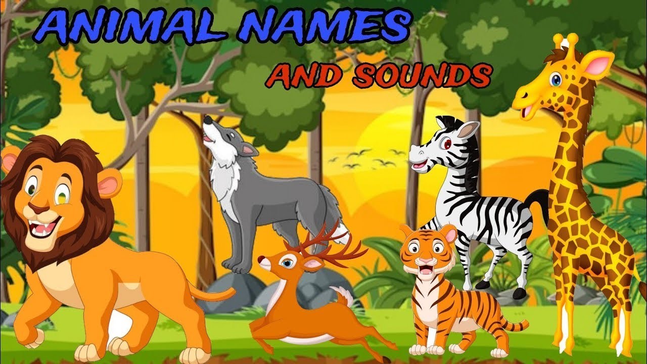 jungle story | Animal name for kids | jungle animal sounds | 10 animal ...