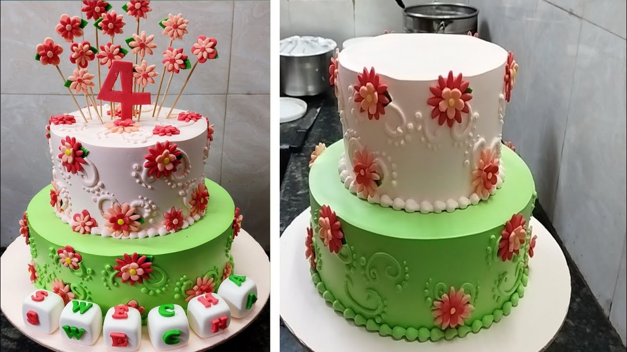 Two Step Birthday Cake Tutorial |Satisfying and Beautiful Birthday Cake ...