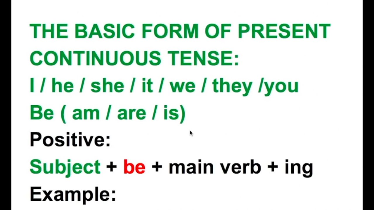 THE BASIC FORM OF PRESENT CONTINUOUS TENSE - YouTube
