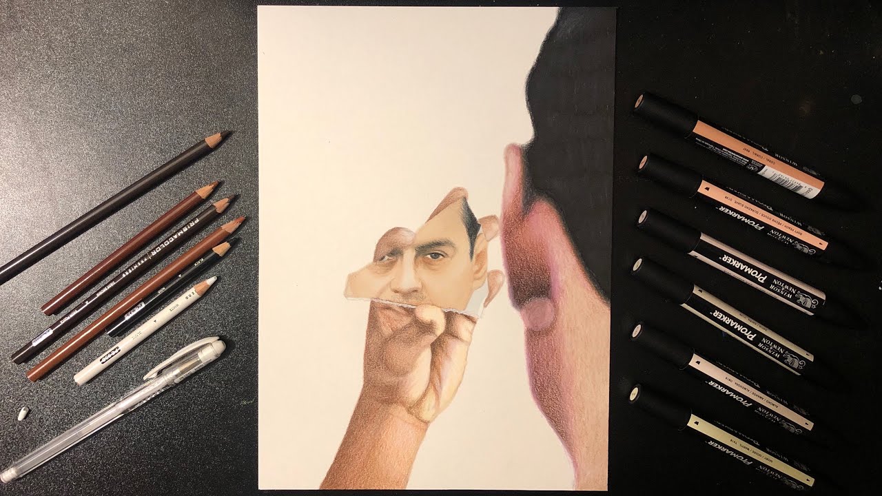 Drawing self portrait for TV art competition / Portrait artist of the ...