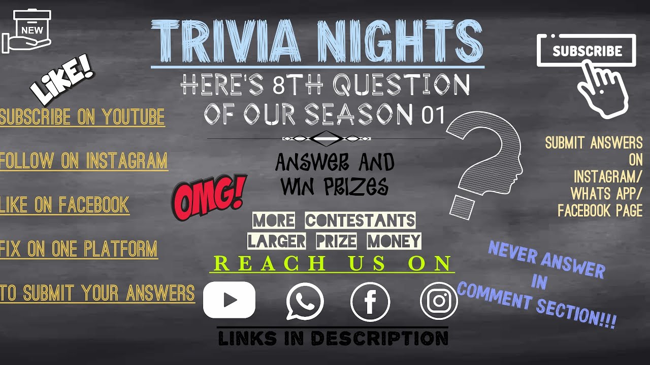 QUIZ CONTEST|8TH QUESTION|S01|ANSWER & WIN PRIZES|USERUNKNOWN| - YouTube