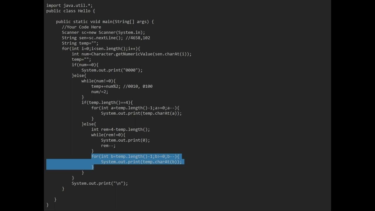 SkillRack-Daily Challenge -Binary Representation of Digits(Program Id: 7986) 26/12/2022 (JAVA ...