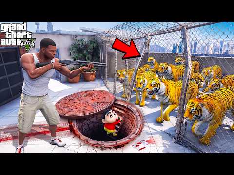 Franklin & Shinchan Hunted by Hungry Bengal Tigers! 🐯😱 | GTA 5