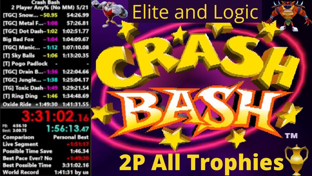 Crash Bash 2 Player All Trophies Speedrun in 3:31:02 [Former WR] - YouTube