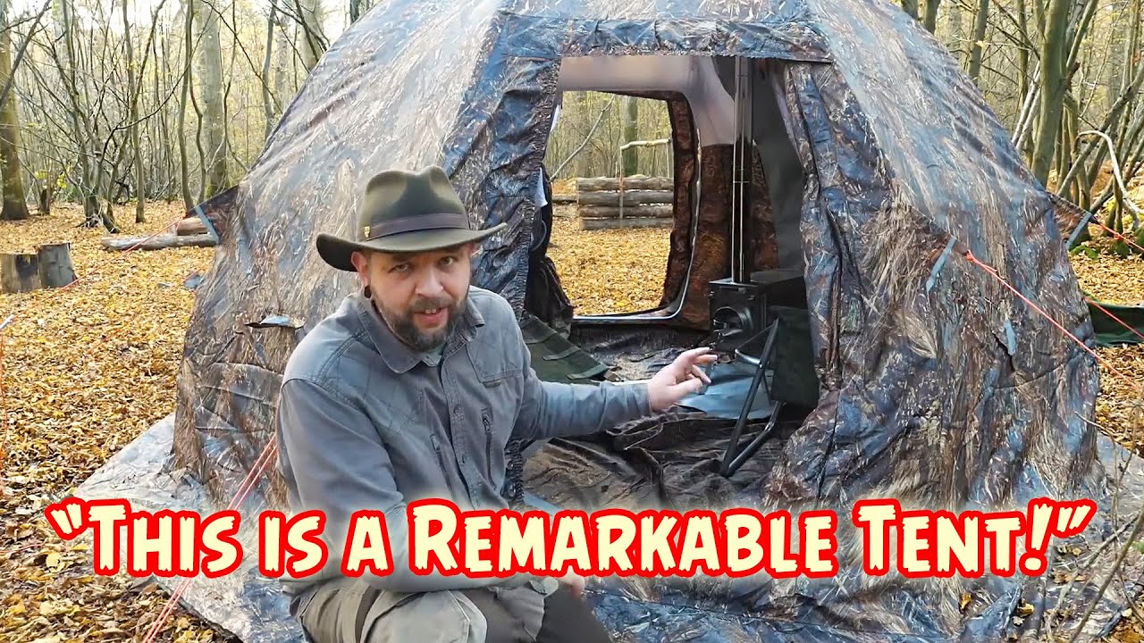 RELAXING SOLO CAMPING 🏞️ with the SMARTEST RBM HOT TENT &TENT STOVE 🔥 ...
