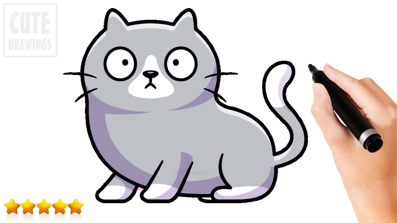 HOW TO DRAW A FAT CAT EASY STEP BY STEP - YouTube