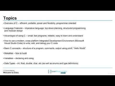 1 Welcome to Class! | C Programming For Beginners - Master the C ...