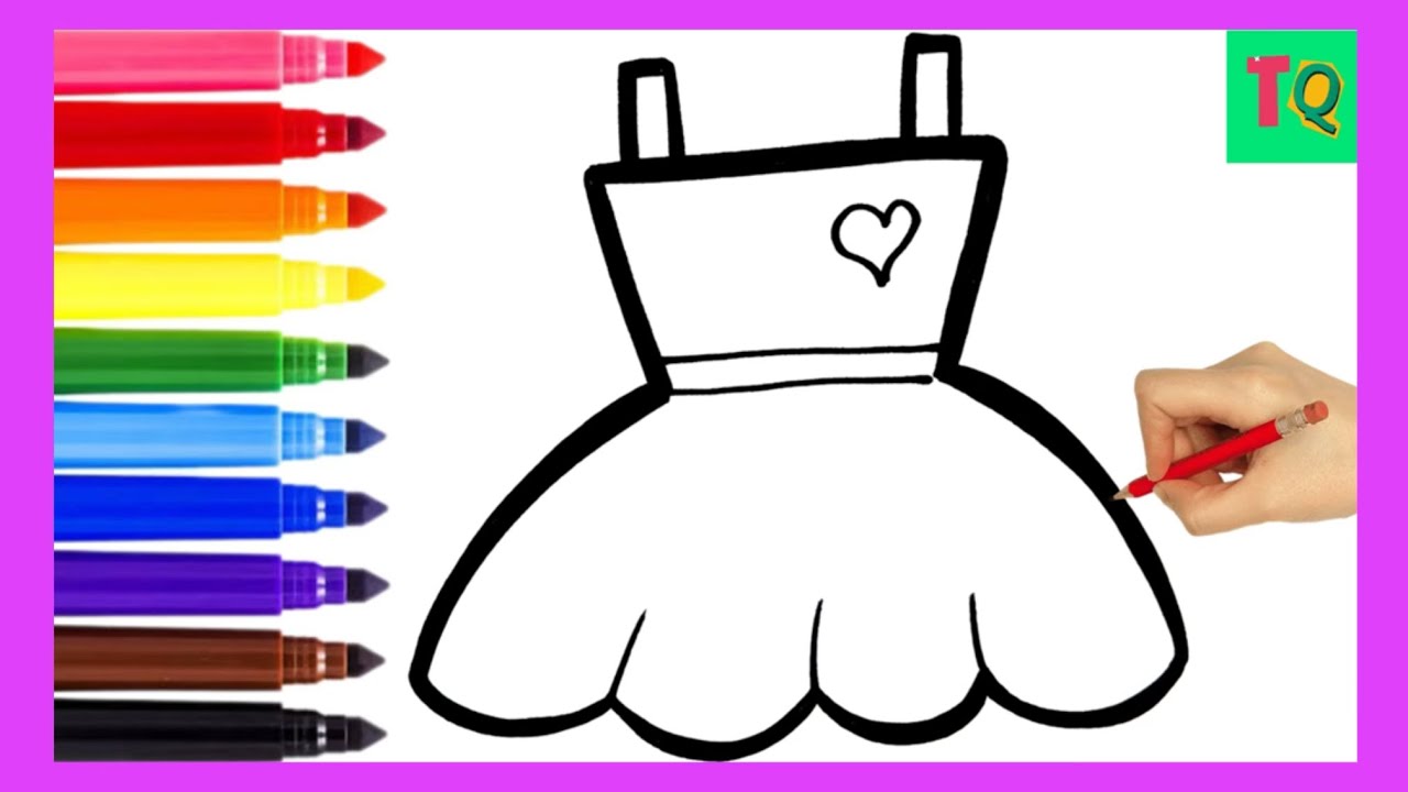 How to draw a Dress for kids || Dress Drawing || Drawing for children ...