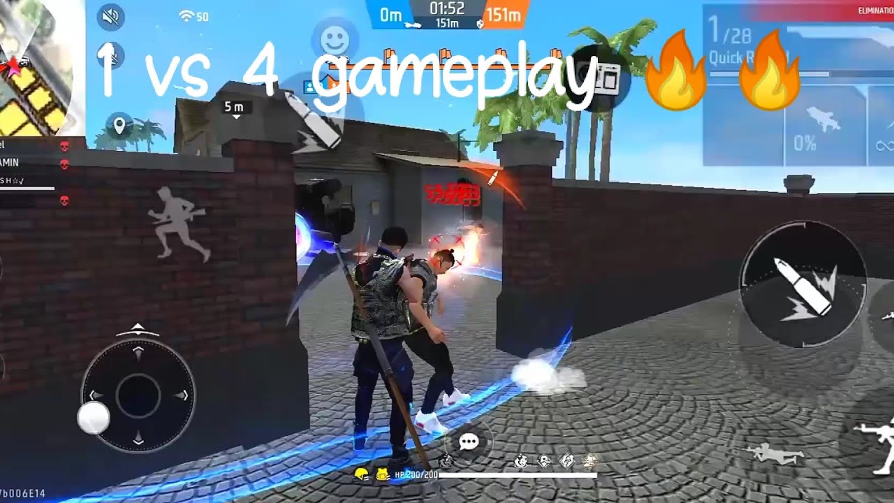 Free Fire 1 Vs 4 Gameplay In Phone 📱 - YouTube