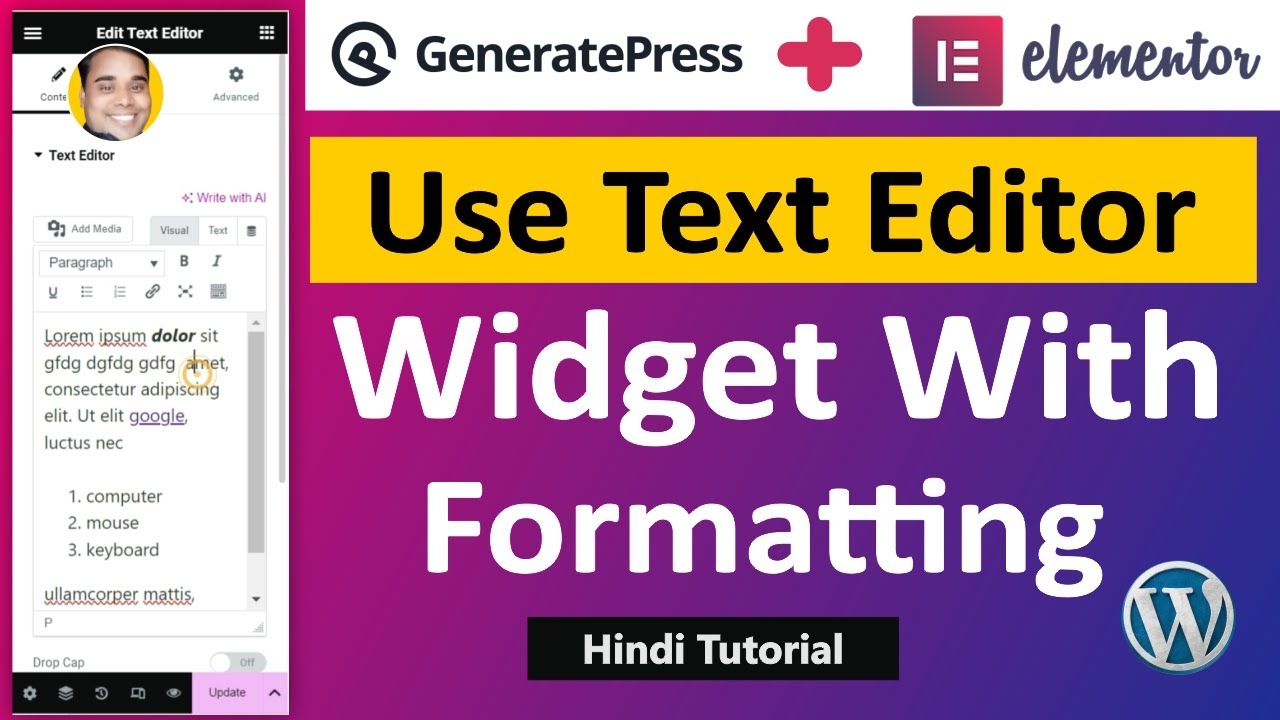 WordPress Elementor Text Editor Font size Link Color Spacing | Elementor + GeneratePress ...