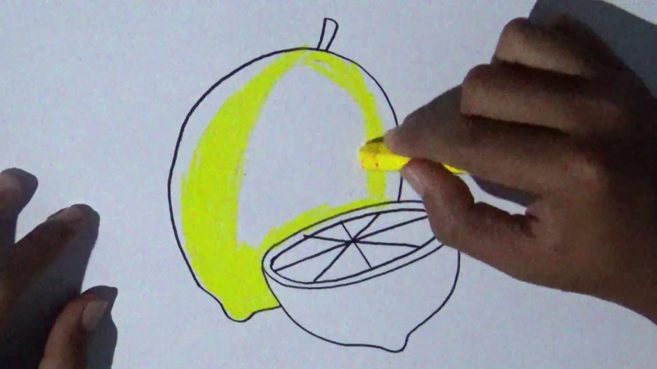 cara menggambar dan mewarnai buah lemon / how to draw and color lemons ...