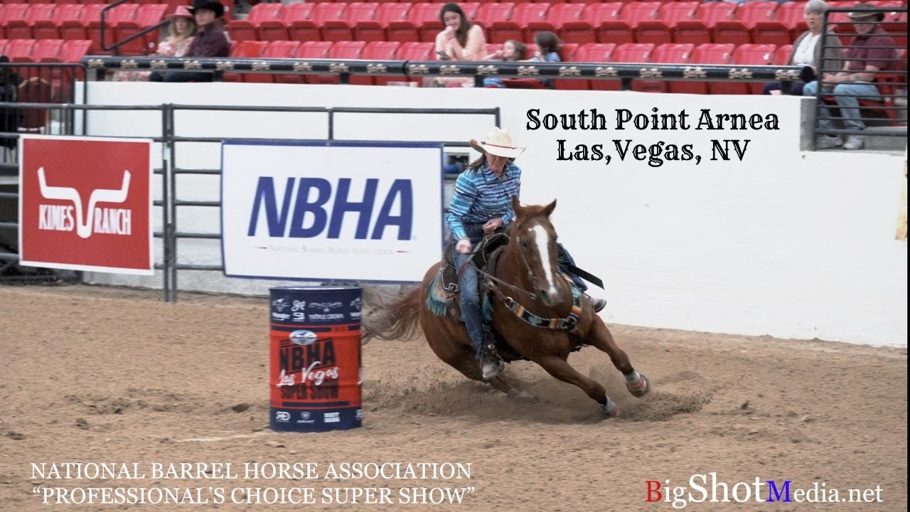 Bobette flying at the NBHA Barrel Race at the South Point in Las Vegas ...