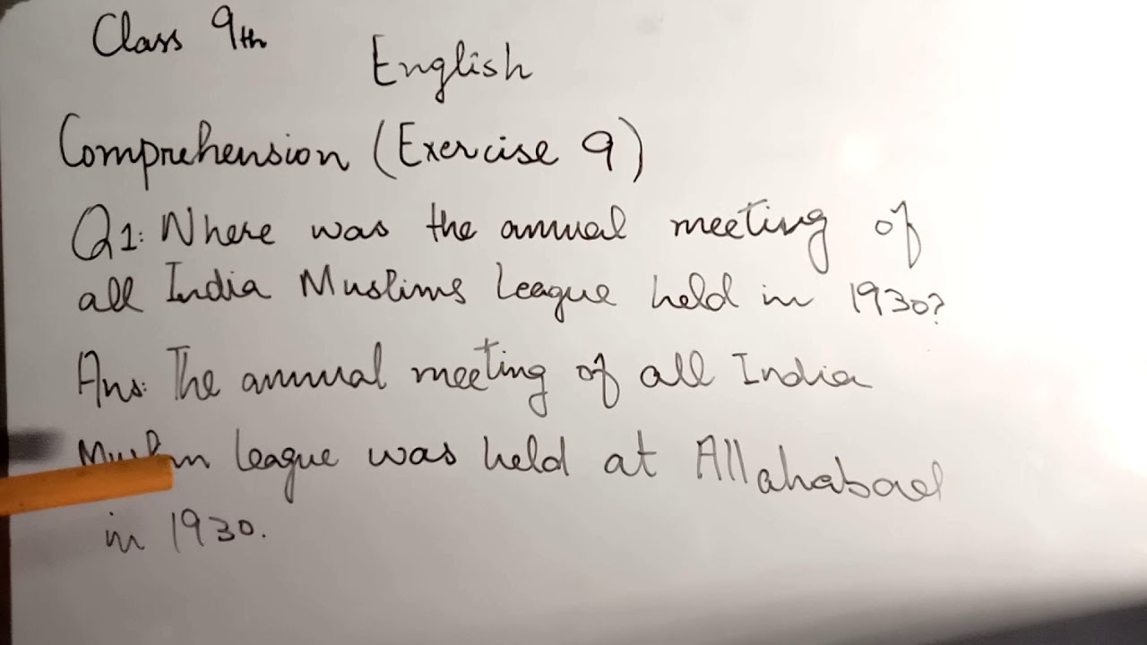 9th Class,English,Unsolved Comprehension no 9. - YouTube