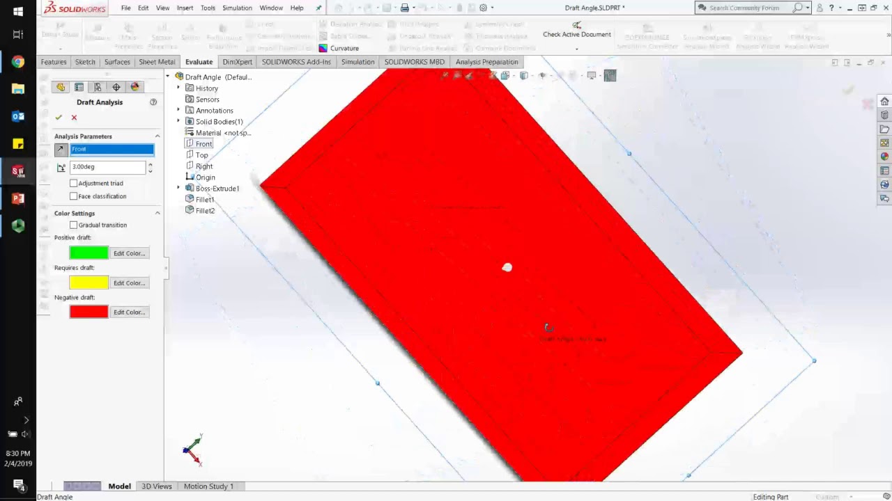 Draft Angle Analysis in SolidWorks - YouTube