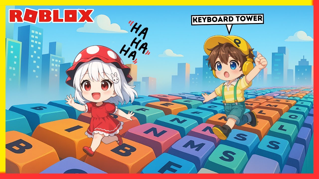 Cio & Cia Naik Tower dari Keyboard Raksasa! | Keyboard Tower (ROBLOX ...