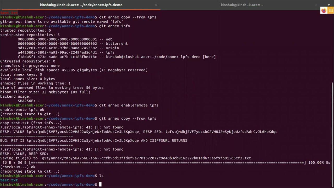 Demo: using git-annex with IPFS special remote - YouTube