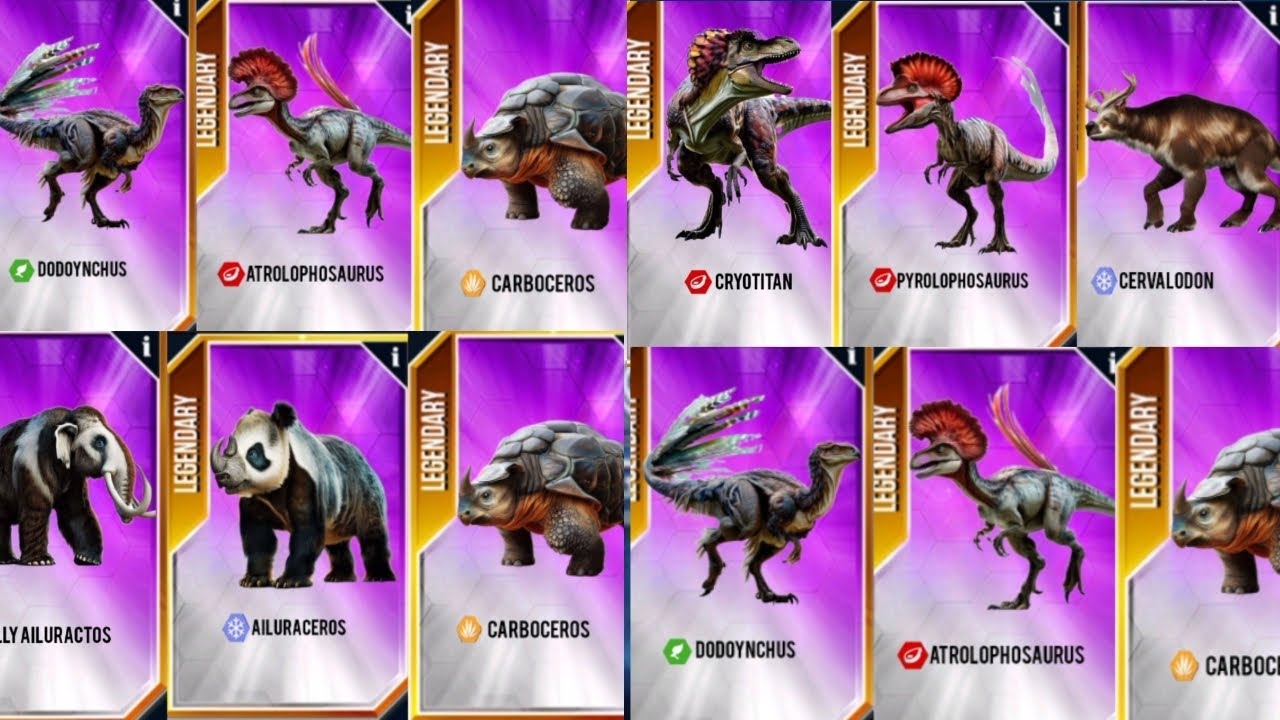 10 New Dinosaurs In Jurassic World The Game New Dinosaurs Maxed to ...
