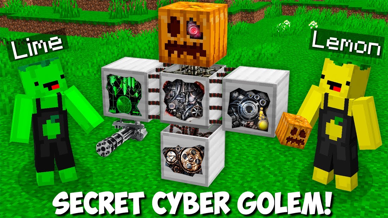 How to LEMON and LIME SPAWN SECRET CYBER GOLEM in Minecraft ? NEW CYBER ...