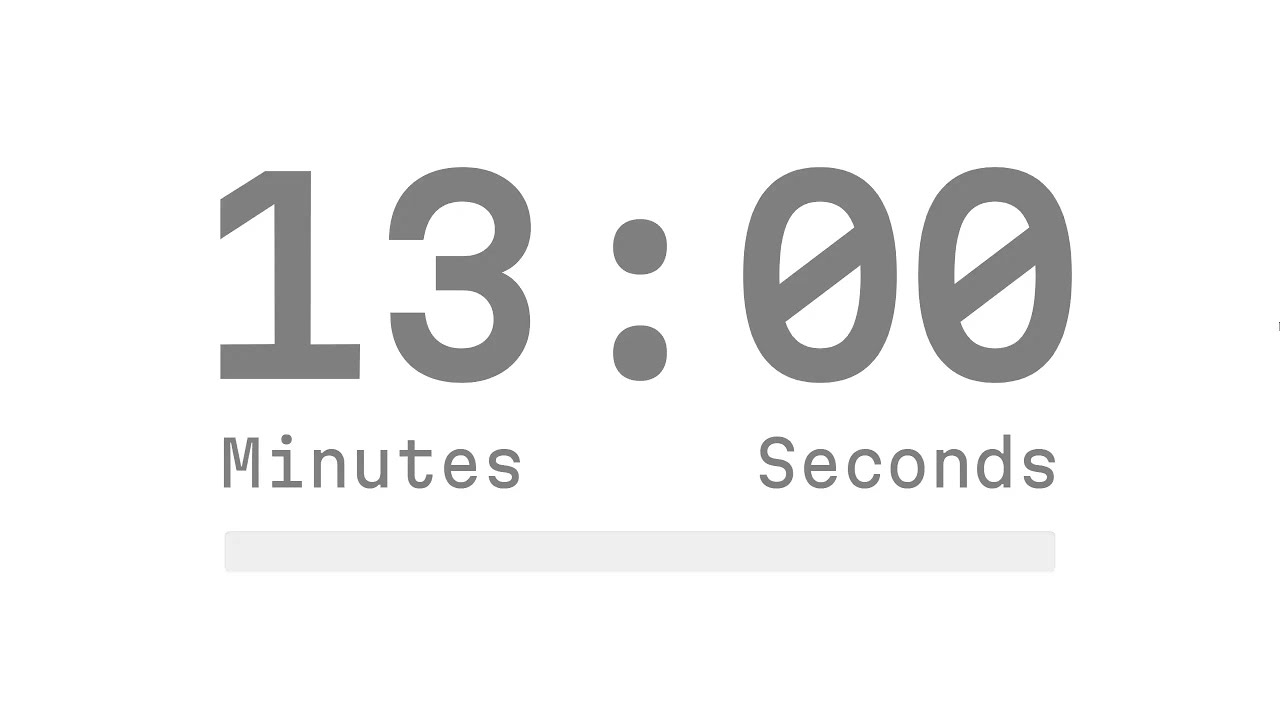 13-Minute Countdown Timer - White Background + Progress Bar + Ending ...