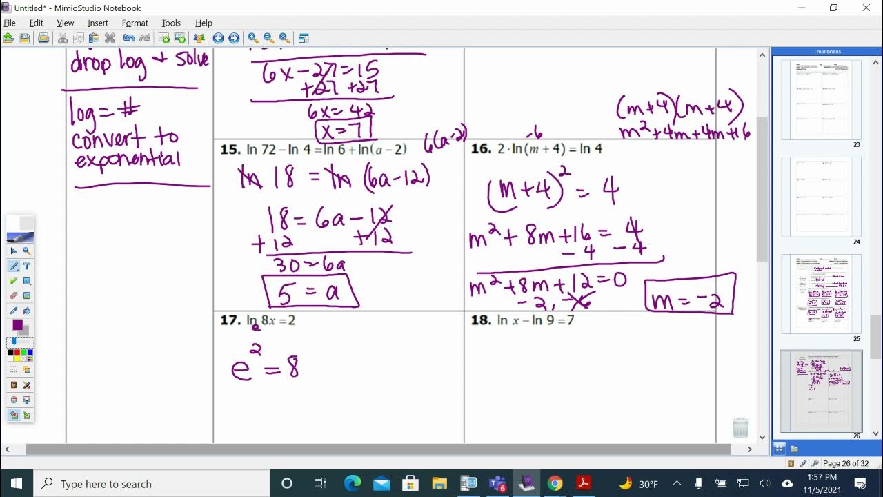 U6C13L1: SOLVING NATURAL LOG EQUATIONS - YouTube