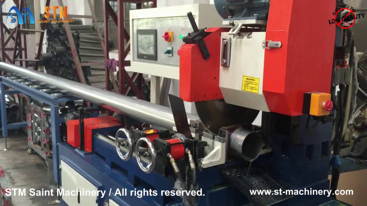 STM big pipes cutting and chamfering machine, CNC auto sawing and tube beveling - YouTube