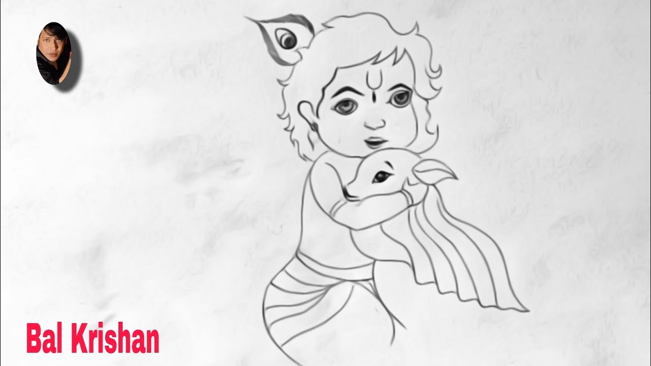 Bal Krishan drawing l Shri Krishna drawing tutorial step by step l Lord ...