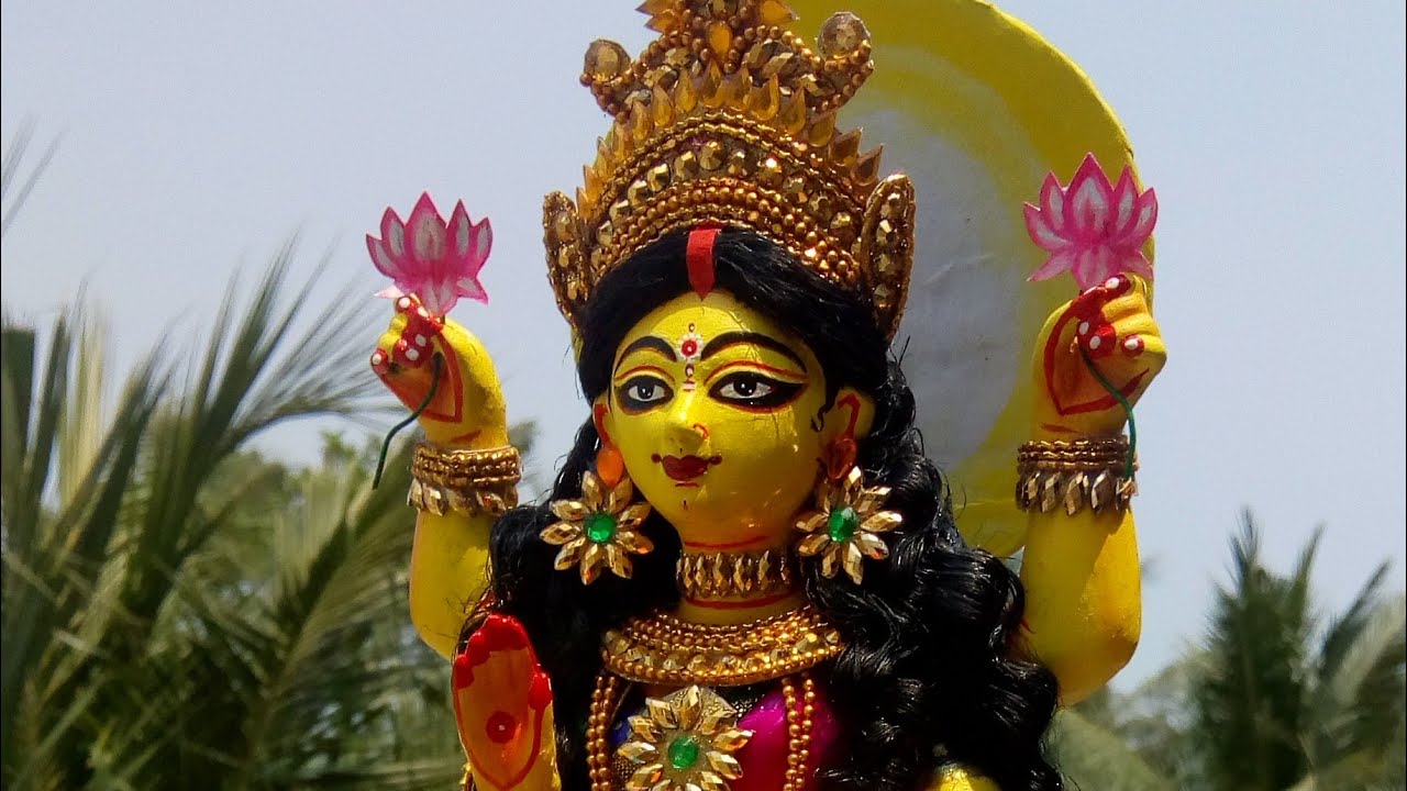 Miniature mahaLaxmi idol making/How to make Laxmi idol/Clay sculpting ...