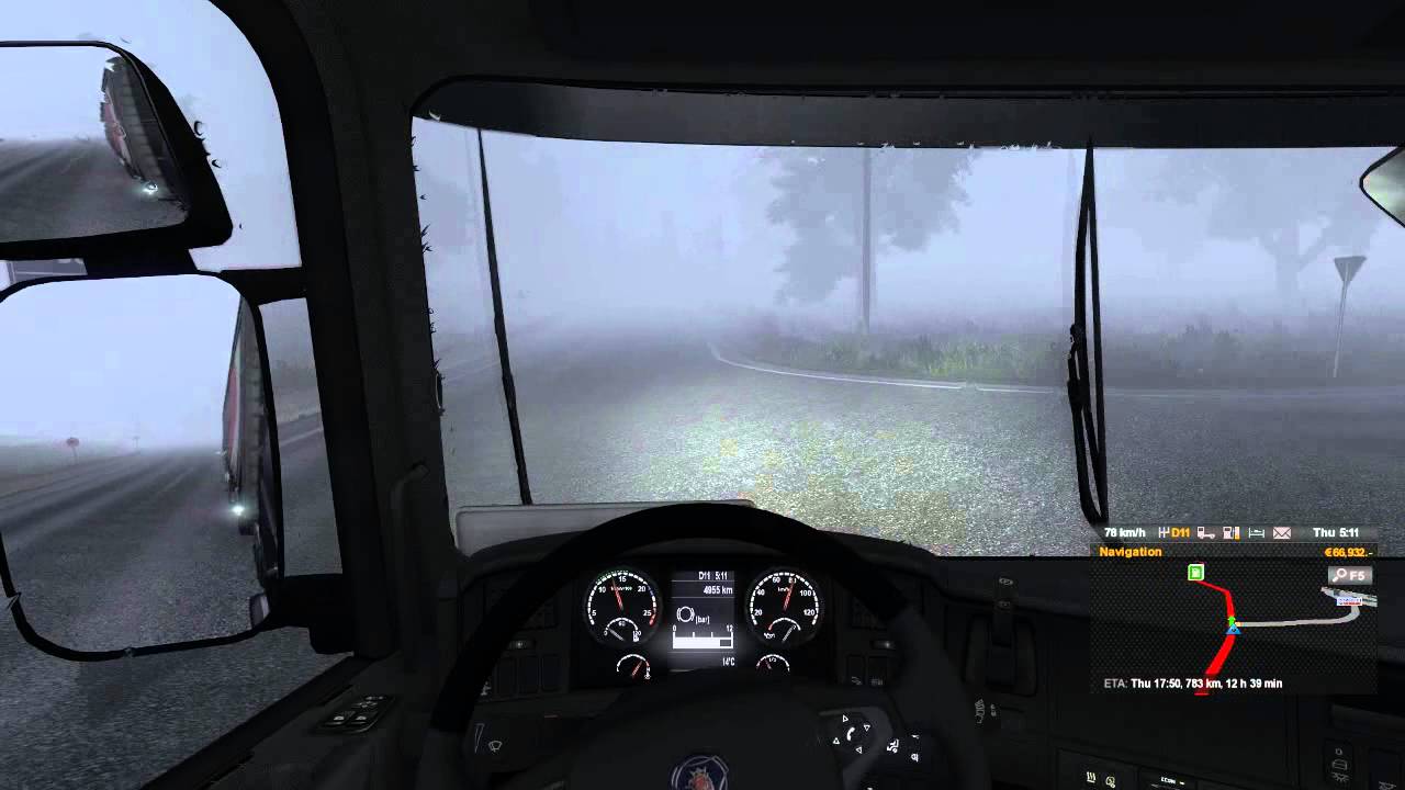 Euro Truck Simulator 2 - Going East! Geneve, night time, rain, fog ...