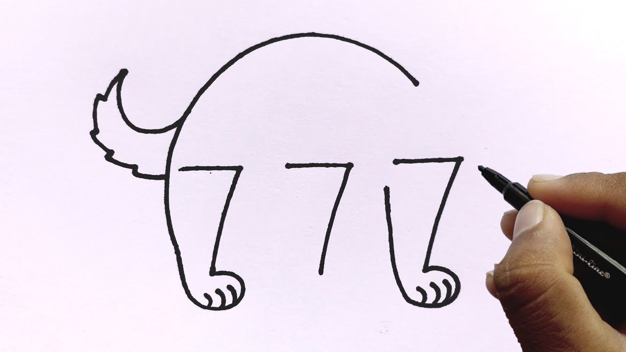 Beautiful Rabbit Drawing Using Number 777 For Beginners l Rabbit ...