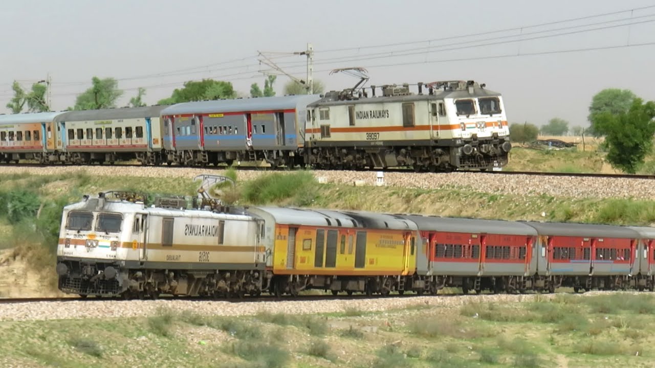 HIGH SPEED TRAINS Speeding on BANAS RIVER | Indian Railway - YouTube