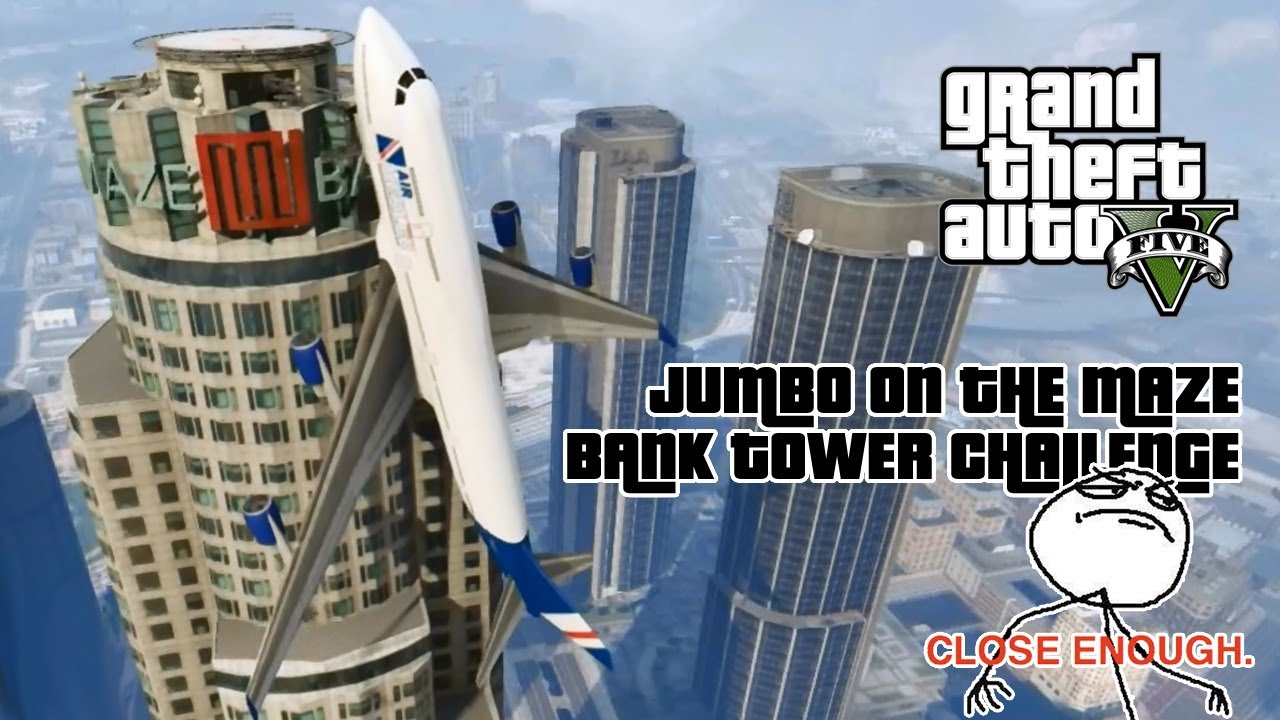 GTA V - Landing a Jumbo on the Maze Bank Tower Challenge - YouTube