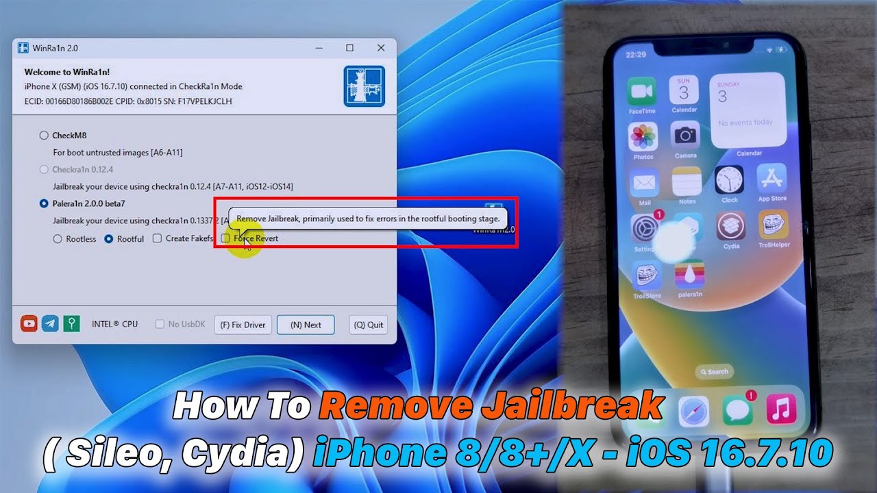 How To Remove Jailbreak Rootful (Delete Sileo, Cydia) iPhone 8/8+/X ...
