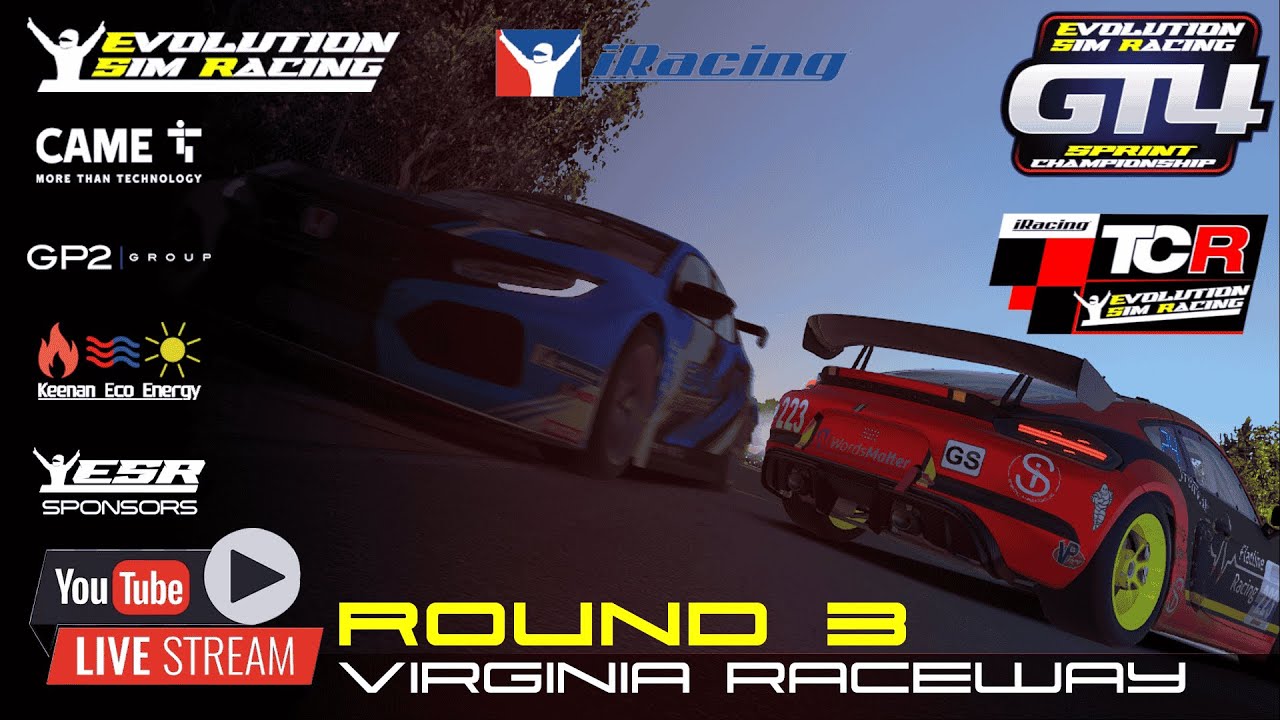 GT4 TCR Round 3 | Virginia Raceway | Evolution Sim Racing | Multi-Class ...