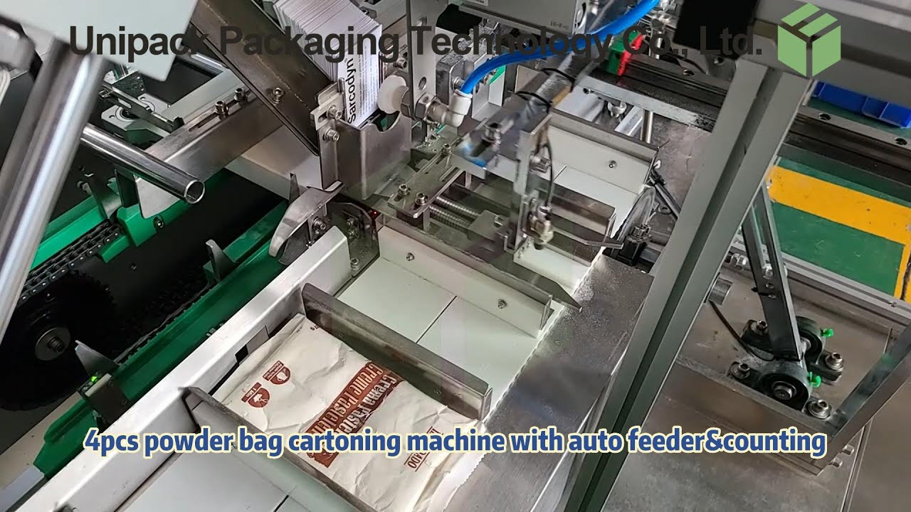 4pcs Powder Bag Cartoning Machine with Auto Feeder & Counting - YouTube