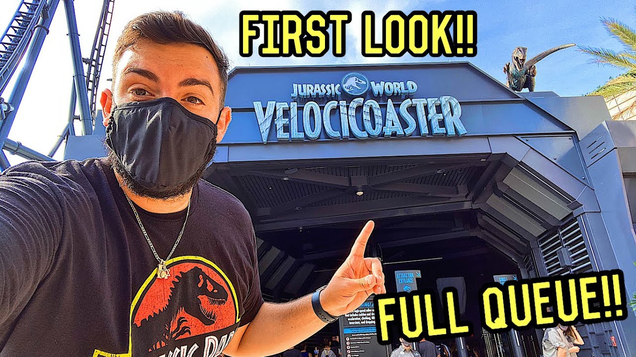 [FIRST LOOK] Jurassic World Velocicoaster FULL Queue!!! - YouTube
