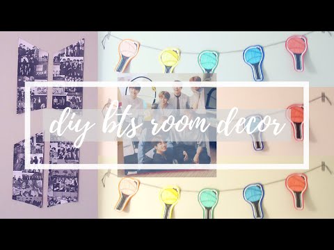 3 Cheap & Easy BTS Room Decor DIYs!! || DIY BTS Logo Collage, Standing Photo, & Light-stick Banner