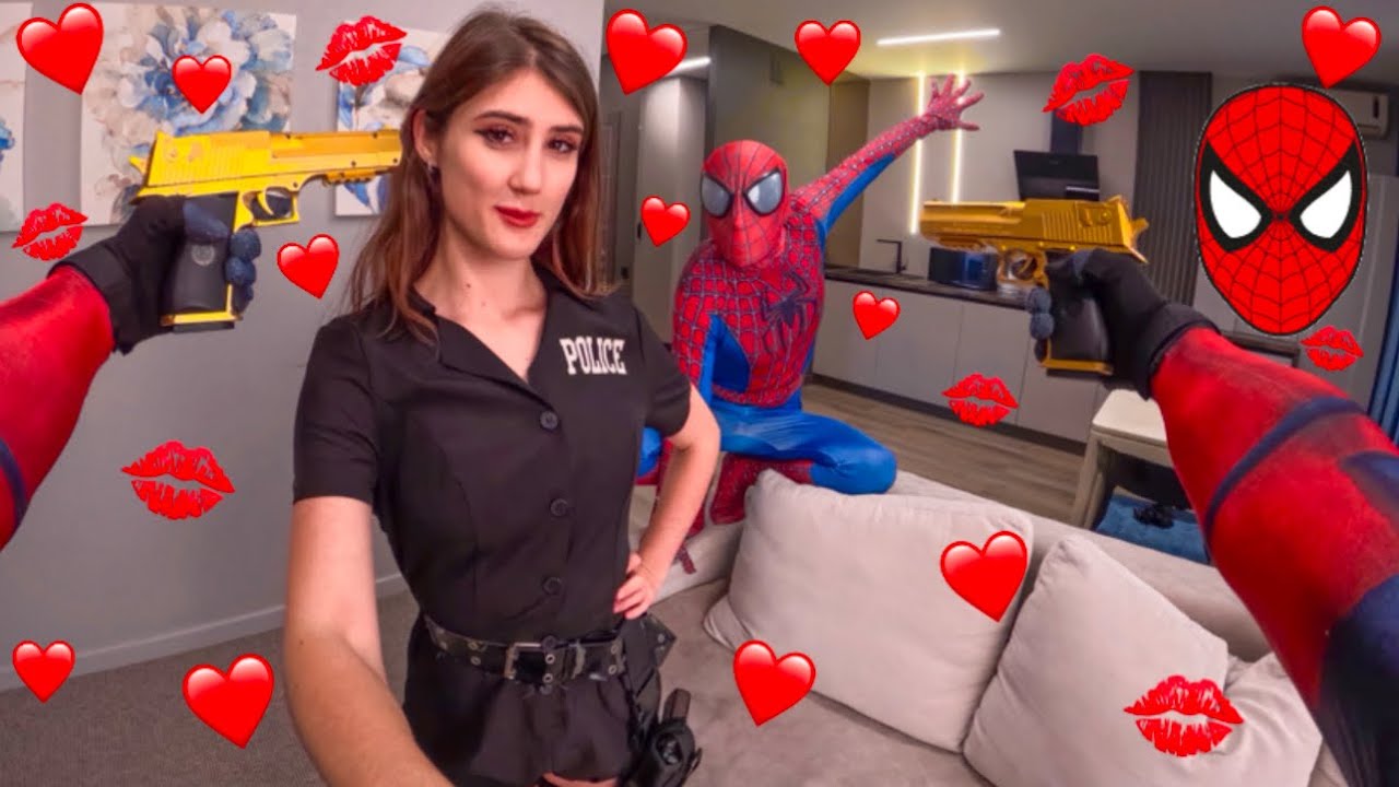 CRAZY POLICE GIRL AND SPIDER-MAN WILL NOT LEAVE DEADPOOL ALONE (Love Parkour POV) @jumphistory ...