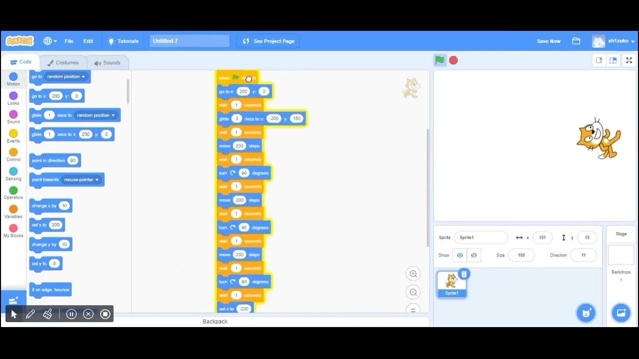 explore scartch using command blocks and wait blocks - YouTube