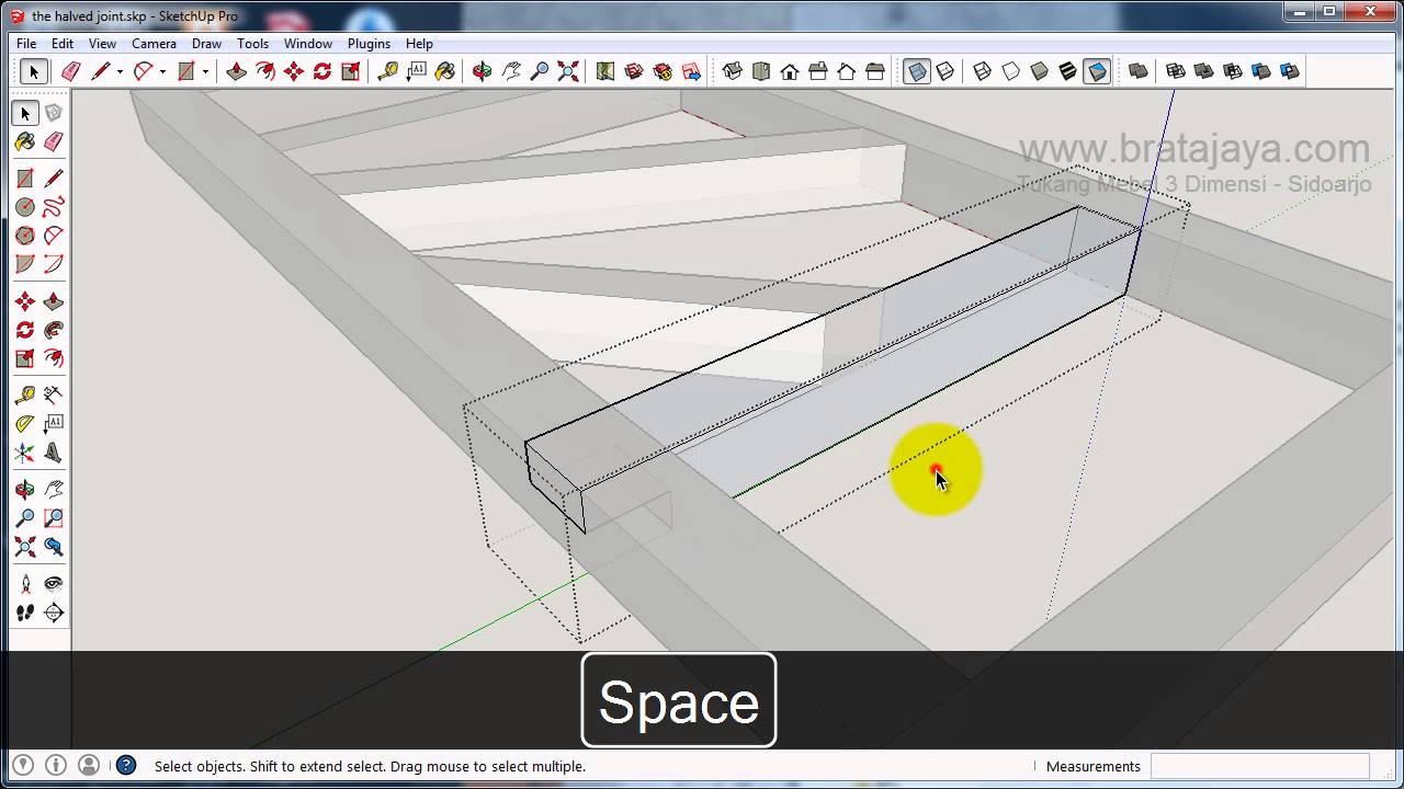 sketchup2014 pro woodworking joint the halved joint halved tee joint ...