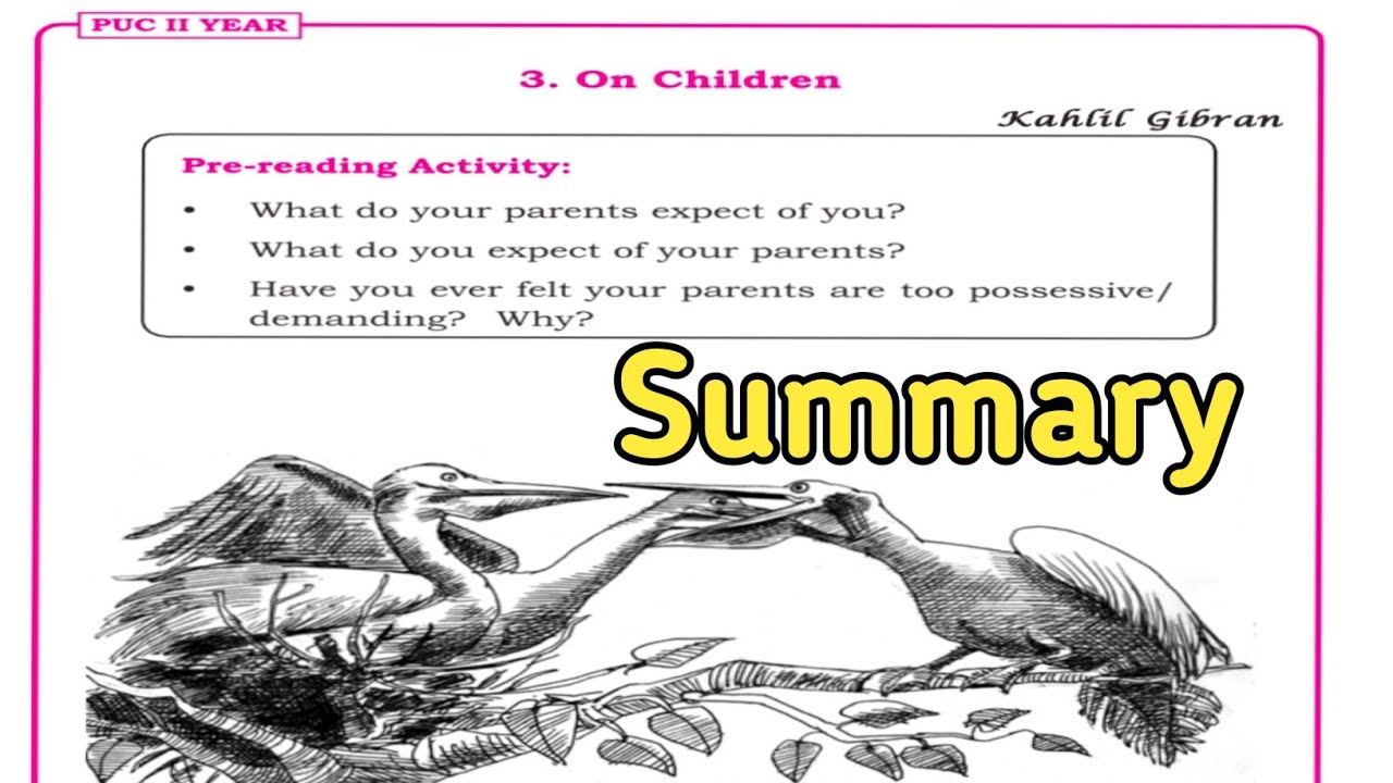 2nd PUC English ON CHILDREN Poem || a short summary in english - YouTube