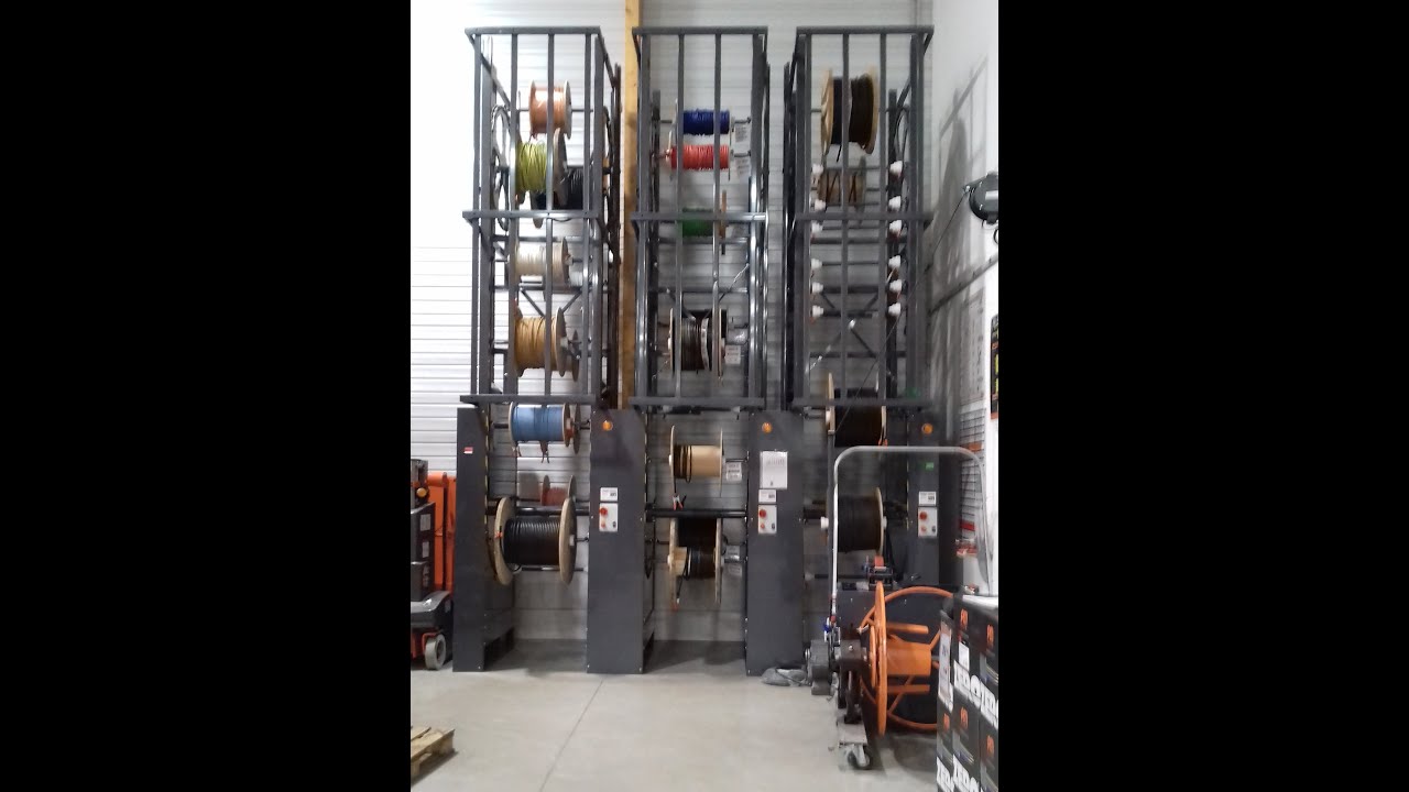 WIRE VERTICAL CAROUSEL - CABLE DRUMS VERTICAL CAROUSEL - YouTube