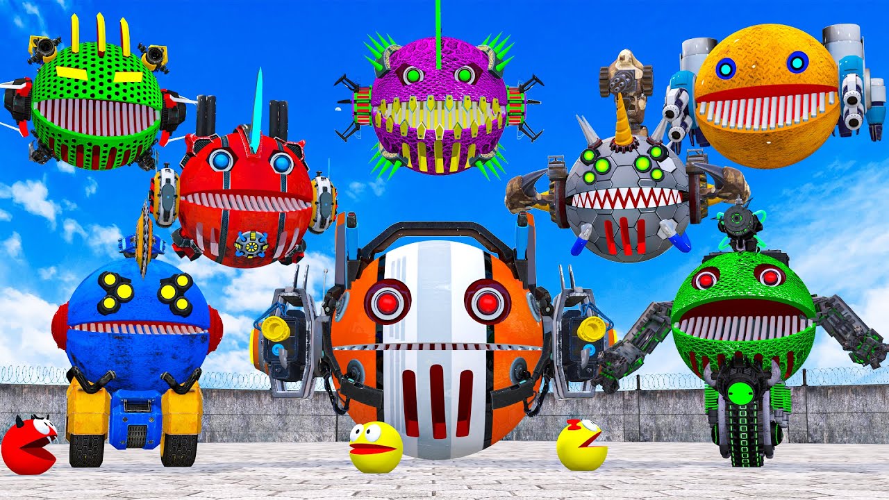 MS PACMAN call for help ROBOT PACMAN VS 7 MONSTER ROBOT PACMAN ARMY IN ...