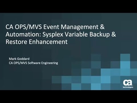 CA OPS/MVS 12.3: Sysplex Variable Backup & Restore - YouTube