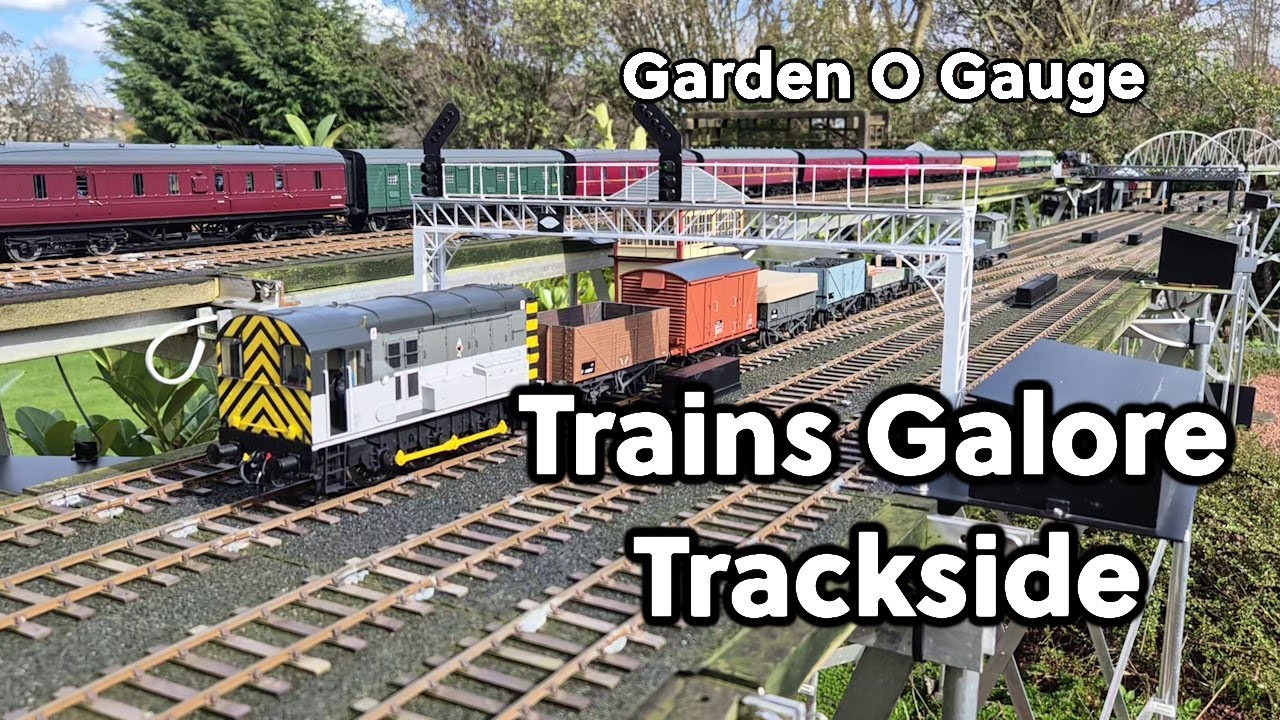 Trains Galore Track Side - O Gauge Garden Railway - YouTube