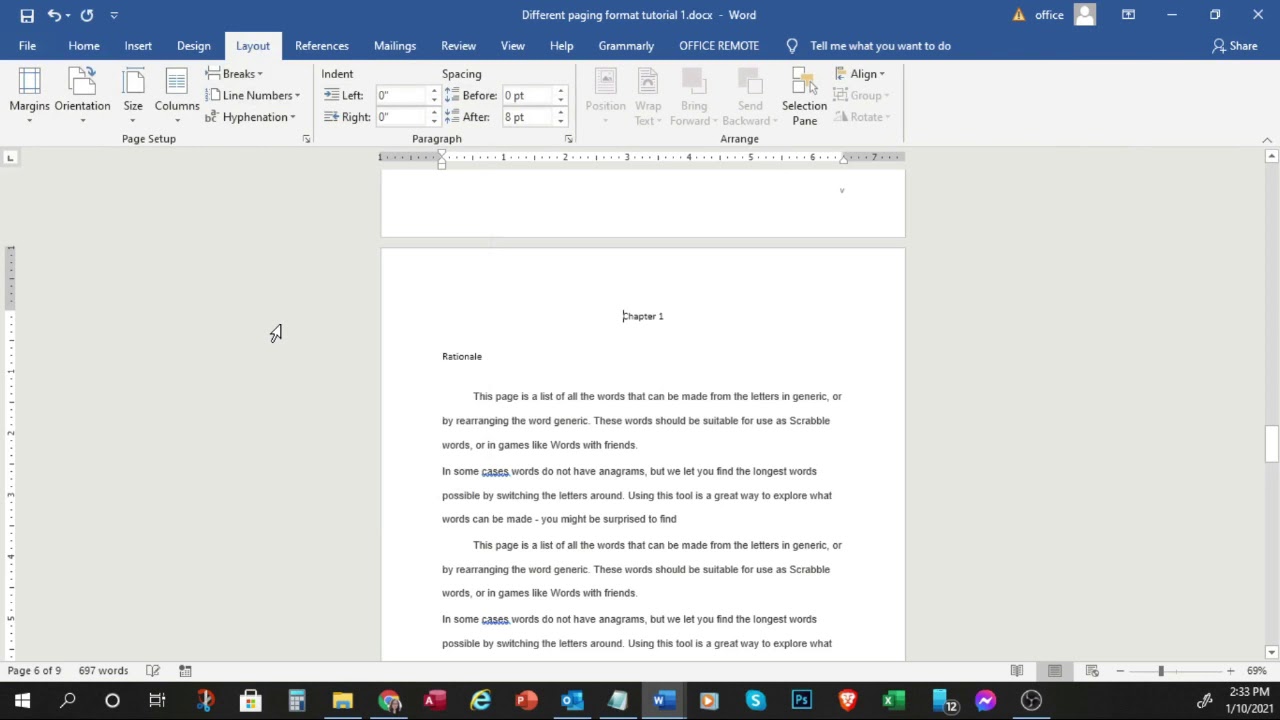 Research - Inserting different page numbers formats using MS Word - YouTube