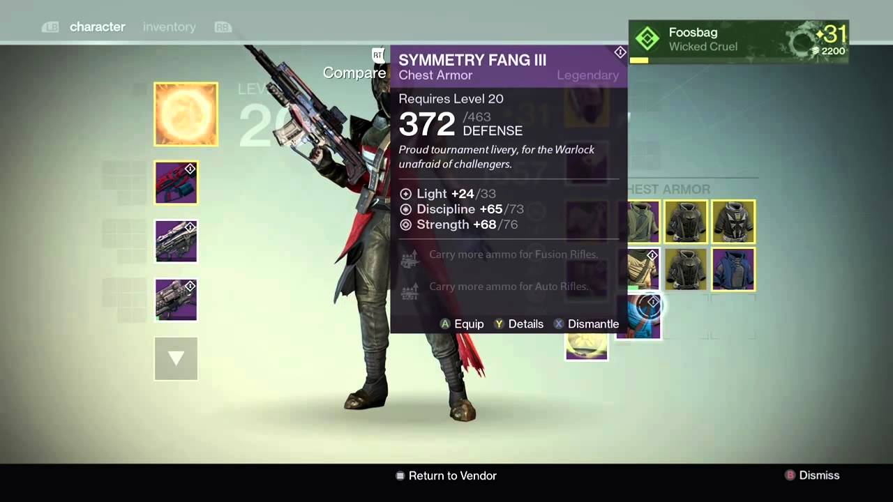 Destiny: Cryptarch Level Up Reward - Symmetry Fang III, Legendary Chest ...